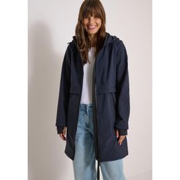 Cecil Damen Softshellmantel, blau, Gr. M, unifarben, Softshell, 92% Polyester, 8% Elasthan, M&auml;ntel, mit Kapuze mit Gummizug