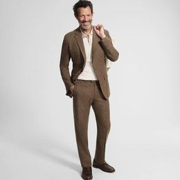 LANDS' END Classic Fit Business-Hose aus Leinenmix f&uuml;r Herren, Herren, size: regular, Braun, Leinen/Baumwoll-Mischung/Viskose-Mischung, by Lands' End