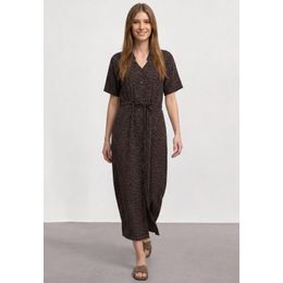 Street One Damen Midikleid, braun, Gr. 38, Stoff, 100% Viskose, Kleider, mit Animal Print-Mix