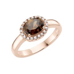 Smart Jewel Damen Silberring "mit wei&szlig;en und braunem Zirkonia, Silber 925", 52, Silber 925 (Sterlingsilber), rosa, Silber 925 (Sterlingsilber),