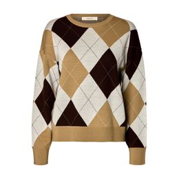 Selected Pullover 'SLWTHEA' Damen Gr&ouml;&szlig;e S creme / braun / schwarz