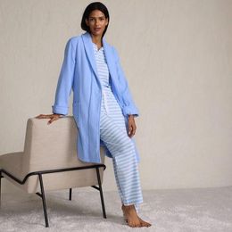 LANDS' END Knielanger Bademantel aus Baumwoll-Frottee f&uuml;r Damen, Damen, size: regular, Blau, Baumwolle, by Lands' End