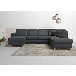 Wohnlandschaft Home Affaire, B:308cm H:89cm T:212cm, schwarz, Luxus-Microfaser (100% Polyester);Struktur (100% Polyester);Luxus-Microfaser in