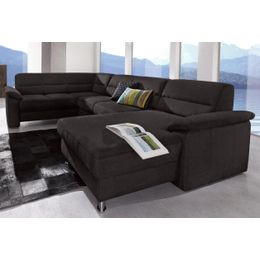 Sit & More Wohnlandschaft SIT & MORE, B:312cm H:85cm T:204cm, schwarz, NaturLeder in Sitz und R&uuml;cken, Korpus ist mit passendem Kunstleder