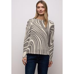 Street One Damen Langarmshirt, grau, Gr. 46, Jacquardmuster, Stoff, 50% Polyamid, 32% Polyester, 18% Viskose, Shirts, Jacquard