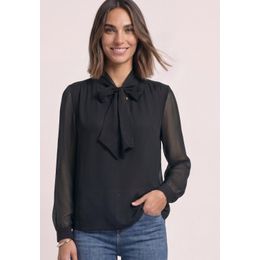 Street One Damen Langarmbluse, schwarz, Gr. 46, unifarben, Chiffon, Oberstoff: 100% Polyester. Futter: 100% Modal, Blusen, unifarben