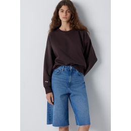 Mavi Damen Rundhalspullover "CREW NECK SWEATSHIRT"coffee bean, Gr. XS, unifarben, Stoff, 69% Baumwolle, 31% Polyester, Pullover, Sweatshirt cropped