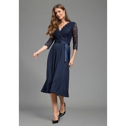 Laura Scott Damen Abendkleidnavy, Gr. 40, unifarben, Spitze, Obermaterial: 95% Polyester, 5% Elasthan. Spitze: 92% Polyamid, 8% Elasthan, Kleider,