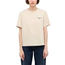 Mustang Damen Kurzarmshirt "Damen Style Monroe", beige, Gr. L, Single Jersey, 100% Baumwolle, Shirts