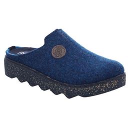 Rohde Damen Pantoffel "Foggia-D", Gr. 39, blau, Filz, Schuhe, Hausschuh, Clog, zweifarbiger Homeslipper mit Profilsohle