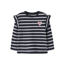 name it M&auml;dchen Langarmshirt "NMFTOVELINA LS NREG TOP PB", blau, Gr. 86, gestreift, Jersey, Obermaterial: 100% Baumwolle, Shirts