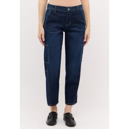 Angels Damen Cargojeans "EVY CARGO", blau, Gr. 42, Denim/Jeans, Obermaterial: 91% Baumwolle, 6% Polyester, 3% Elasthan, Jeans, mit aufgesetzten