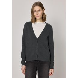 Street One Damen Cardigangravel grau meliert, Gr. 40, unifarben, Web, 37% Baumwolle, 34% Polyacryl, 26% Polyester, 3% Elasthan, Strickjacken, mit