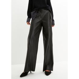 bonprix Lammnappa-Marlenehose, schwarz, Gr.50, Moderne und edle Marlene-Hose aus Lammnappa, mit Kniefutter, aus Nappaleder