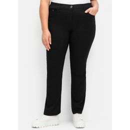 sheego Damen Bootcuthose, Schwarz, Gr. 48, Weite Hosen, Material: Baumwolle