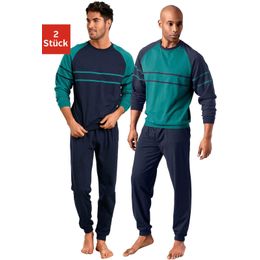 Le Jogger Herren Pyjama, gr&uuml;n, marine, Gr&ouml;&szlig;e 48/50