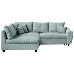 CARRYHOME Ecksofa, Mintgr&uuml;n, Kunststoff, 4-Sitzer, F&uuml;llung: Schaumstoffflocken,Schaumstoffflocken, Ottomane links, L-Form, 249x175 cm, Liegefunktion, seitenverkehrt erh&auml;ltlich, R&uuml;cken echt, haustierfreundlicher Bezug, Wohnzimmer, Sofas & Couches, Wohnlandschaften, Ecksofas