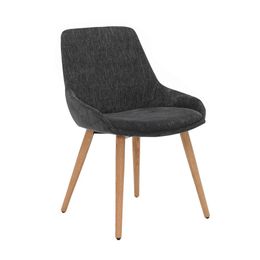 Stuhl, Natur, Dunkelgrau, Holz, Textil, Eiche, Pappel, massiv, Sperrholz, rund, 52x81x56.5 cm, Esszimmer, St&uuml;hle, Esszimmerst&uuml;hle, Vierfu&szlig;st&uuml;hle