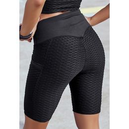 VIVANCE ACTIVE BY LASCANA Radlerhose schwarz Gr. XS (32/34) f&uuml;r Damen. Mit Mesheinsatz, Logodruck. Figurbetont