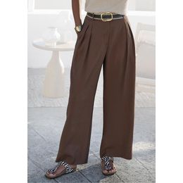 Lascana Palazzohose 'aus sommerlicher Webware' braun Gr. 36 f&uuml;r Damen. Figurumspielend