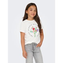 Kids Only M&auml;dchen KIDS Only T-Shirt &raquo;KOGEMMA REG S/S FLOWER TOP BOX JRS&laquo; wei&szlig; 110/116