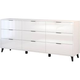 OTTO home Sideboard &raquo;OSLO &ndash; Modernes M&ouml;bel mit neun praktischen Schubladen&laquo; Vollauszug, hohe F&uuml;&szlig;e und Griffleisten f&uuml;r mehr Komfort wei&szlig; Holzwerkstoff
