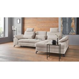 OTTO home Ecksofa &raquo;Costello L-Form, B: 301cm, Sitztiefen & Armteilverstellung, Federkern&laquo; 3 Nierenkissen, mit Schlaffunktion & Bettkasten beige 100% 