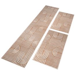 OTTO home Bettumrandung &raquo;Lyssandra&laquo; H&ouml;he 8 mm 3 tlg. tlg. 3D-Effekt, softer Kurzflor, pflegeleicht, leichter Glanz, Scandi-Look beige Obermaterial: 85