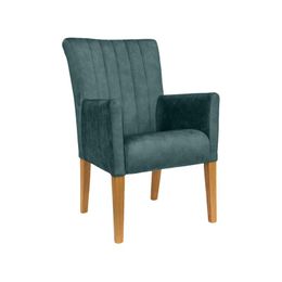 Home Affaire Armlehnstuhl &raquo;King&laquo; () Esszimmerstuhl, Beingestell Massivholz Eiche oder Buche wengefarben blau Massivholz, Polyester B/H/T: 60cm x 92cm 
