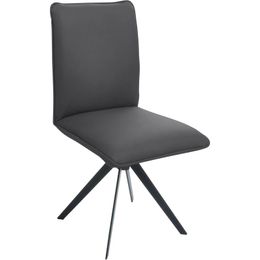 K+w Komfort & Wohnen K+W Komfort & Wohnen Esszimmerstuhl &raquo;Drehstuhl, Lederstuhl&laquo; () Blitzdrehkreuz und R&uuml;ckholfunktion, dekorativer 12mm Biese grau B/H/T: 49cm x 94cm x 