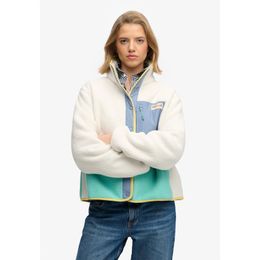 Superdry Damen Fleecejacke &raquo;COLOUR BLOCK FLEECE JACKET&laquo; Kunstfaser, oversize, Colorblock, -Etikett an der Brusttasche M