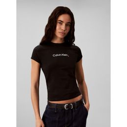 Calvin Klein Jeans Damen T-Shirt &raquo;SLIM FIT HEART LOGO TEE&laquo; Slim fit, Logoschriftzug schwarz S