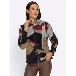 Heine Strickjacke in schwarz-kirsche-gemustert | Gr.: 50