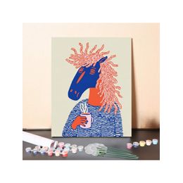 ARTNANAS DIY Malen nach Zahlen Set-"Streifenshirt-Pferd" | Gr.: 30x40-ohne-rahmen