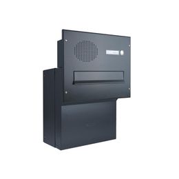Schmaler Mauerdurchwurf Briefkasten mit Sprechsieb in RAL 7016 - T: 18-27 cm - F-046