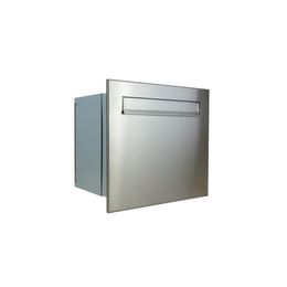 XXL Edelstahl Mauerdurchwurf Briefkasten ohne Namensschild - T: 24,5-40 cm - A-042
