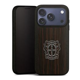 DeinDesign iPhone 17 Pro Handy PLA Handyh&uuml;lle Handyh&uuml;lle aus nachwachsenden Rohstoffen Organic Case Bayer 04 Leverkusen Wooden Look Official Licensed Product 