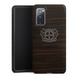DeinDesign Galaxy S20 FE 5G Handy Panzer Handyh&uuml;lle robuste Outdoor H&uuml;lle Schutzh&uuml;lle gl&auml;nzend Bayer 04 Leverkusen Wooden Look Official Licensed Product Tough 