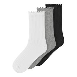 name it Socken 'NKFNILUA' M&auml;dchen Gr&ouml;&szlig;e 31/33 graumeliert / schwarz / wei&szlig;
