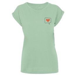Merchcode Shirt 'Heartbreak' Damen Gr&ouml;&szlig;e XS mint / blutrot / schwarz