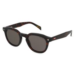 Levi&rsquo;s LV 5052/S | Unisex-Sonnenbrille | Fassung: Vollrand, Panto, Acetat, Havanna | Glasfarbe: Grau