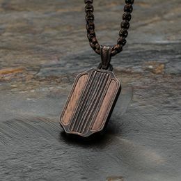Holzkern Marked Halskette Herren Walnuss und Kupfer