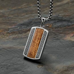 Holzkern Marked Halskette Herren Koa und Silber
