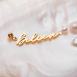 Holzkern Believe-Charm Damen Perle und Gold