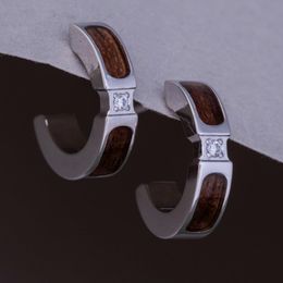Holzkern Campania Ohrringe Damen Walnuss und Silber