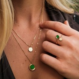 Holzkern Zendala Ring Gr&uuml;nes Perlmutt und Gold