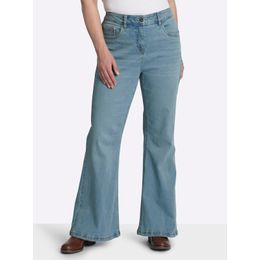 sheego Gro&szlig;e Gr&ouml;&szlig;en Bootcut-Jeans mit stark ausgestelltem Saum, blue-bleached, Gr&ouml;&szlig;e 50 - Damen