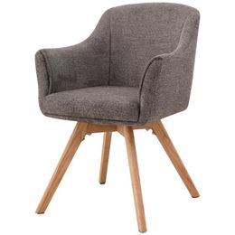 Livetastic Armlehnstuhl, Braun, Holz, Metall, Textil, Eiche, Pappel, massiv, Sperrholz, U-Form, 61x85.5x63.5 cm, Sitzfl&auml;che 360&deg; drehbar, Esszimmer, St&uuml;hle, Esszimmerst&uuml;hle, Armlehnenst&uuml;hle