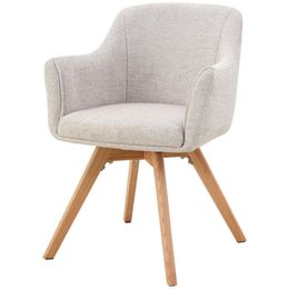 Livetastic Armlehnstuhl, Creme, Holz, Metall, Textil, Eiche, Pappel, massiv, Sperrholz, U-Form, 61x85.5x63.5 cm, Sitzfl&auml;che 360&deg; drehbar, Esszimmer, St&uuml;hle, Esszimmerst&uuml;hle, Armlehnenst&uuml;hle