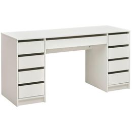 Mid.you Schreibtisch, Wei&szlig;, Holzwerkstoff, 9 Schublade(n) Schubladen, rechteckig, 153.5x76x55 cm, Arbeitszimmer, Schreibtische, B&uuml;rotische